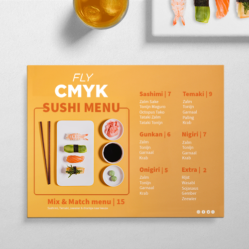 Ongevouwen menukaarten | 10 verschillende formaten